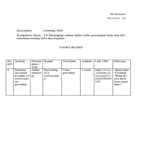 Storyboard Listening | DOCX