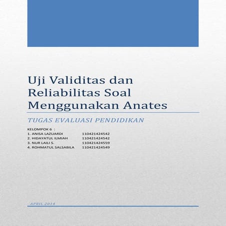 Uji Validitas dan Reliabilitas Menggunakan Anates | DOCX