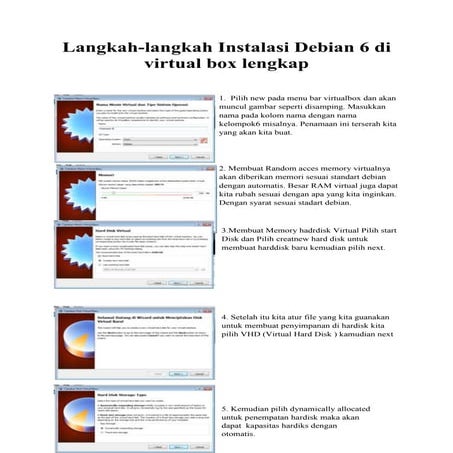 Langkah-langkah cara Instal debian berbasis text di virtual box | DOCX