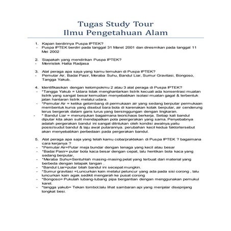 Tugas ipa study tour | DOCX