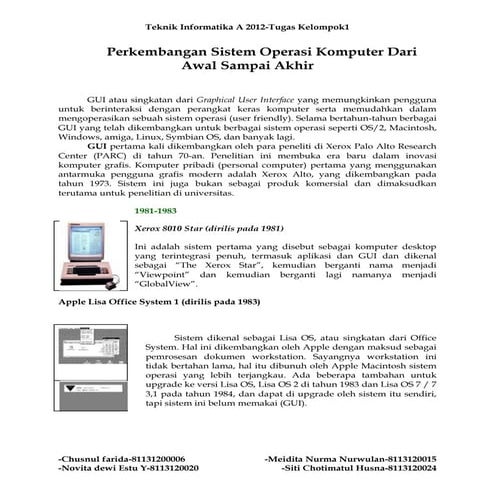 Perkembangan Sistem Operasi Komputer Dari Awal Sampai Akhir | DOCX