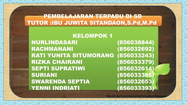 Pembelajaran terpadu Modul 2 _ PGSD UT_. | PPTX