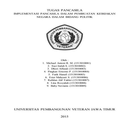 Tugas kelompok 2 implementasi pancasila | DOCX