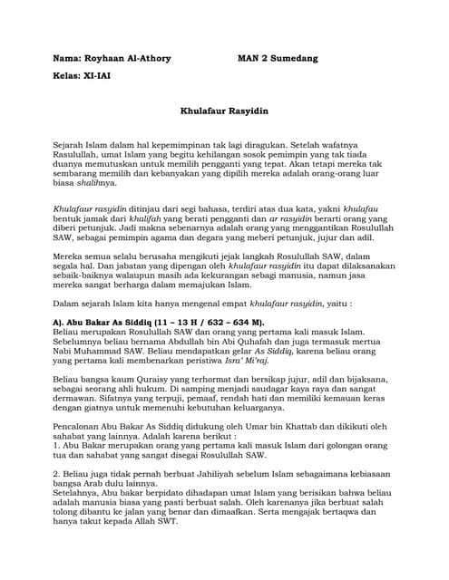 Power point SKI tentang Khulafaur-rasyidin | PPTX