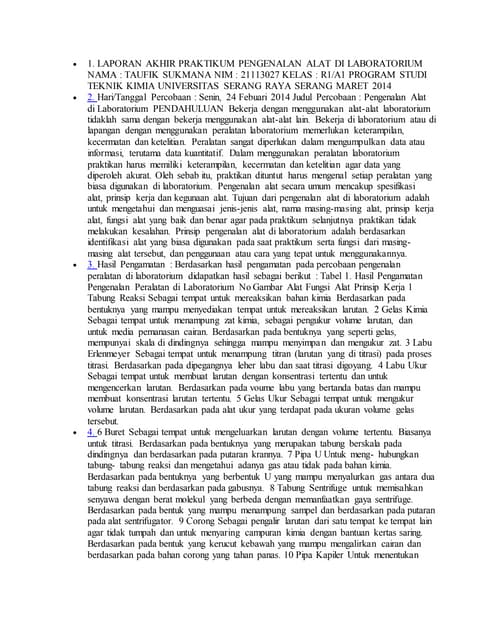 Laporan Praktikum Pengenalan Alat di Laboratorium | DOCX