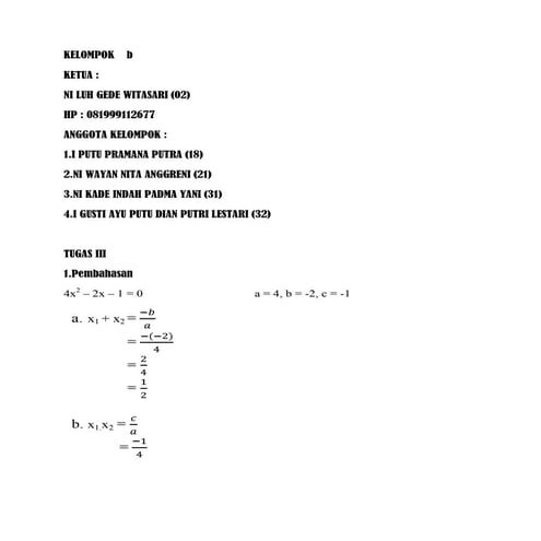 Tugas matematika kelompok b tugas iii | PDF