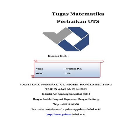 Tugas Matematika Perbaikan UTS | PDF