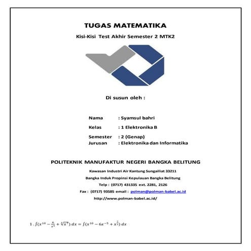 Tugas mtk kisi2 2 | PDF