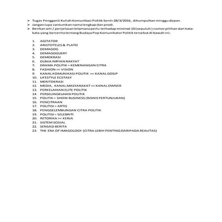 KOMUNIKASI POLITIK - Tugas Pengganti Kuliah | DOCX