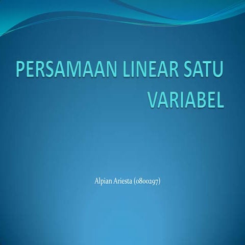 Persamaan Linear Satu Variabel (PLSV) | PPT