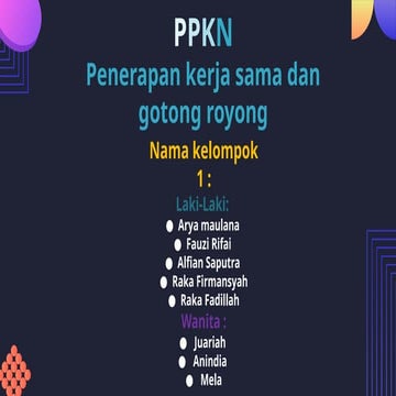 Tugas PPKN,PPT penerapan kerja sama dan gotong royong | PPTX