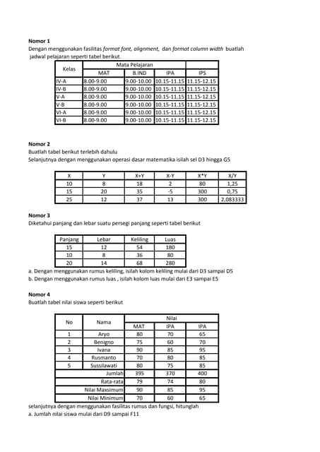Praktek microsoft excel | PDF