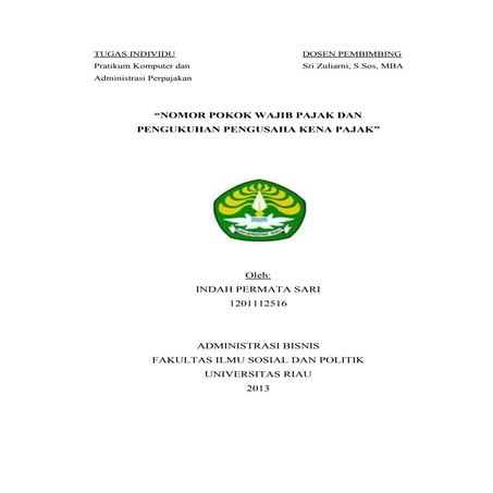 Tugas praktikum komputer dan administrasi perpajakan | DOCX