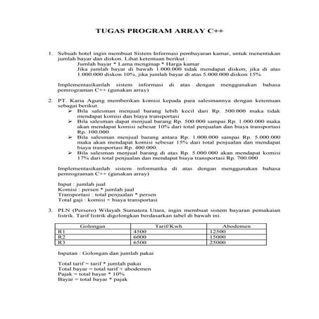 Tugas program array c++ | DOCX