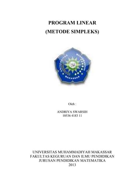 Contoh soal Metode Simpleks | PDF