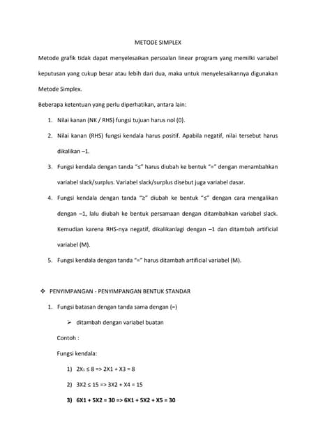 Makalah kelompok 4 metode simpleks | PDF
