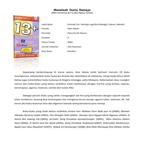 Tugas resensi (Menelaah Dunia Remaja) | PDF