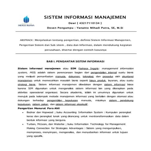Tugas sim dewi-yananto mihadi putra se,m.si-artikel Sistem Informasi Manajemen-2018 | DOCX