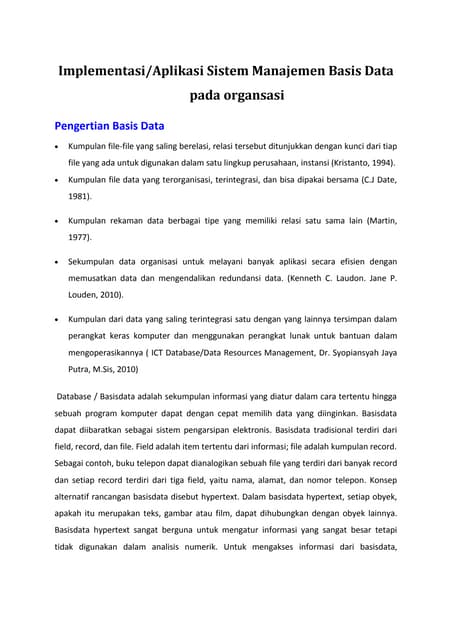 Pengertian sistem basis data | PDF