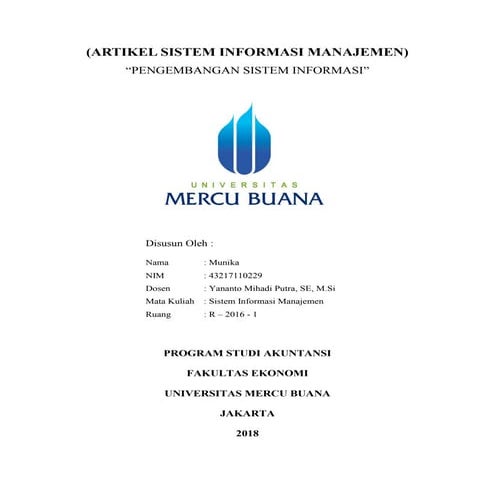 Tugas Sim Munika Yananto Mihadi Putra Pengembangan Sistem Informasi