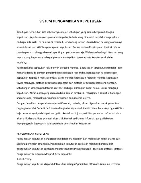 Makalah pengambilan keputusan dalam manajemen | PDF
