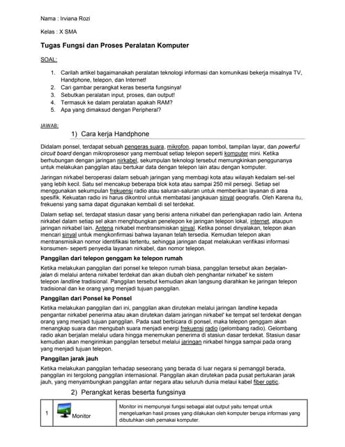 Alat input, output, dan proses komputer | DOCX