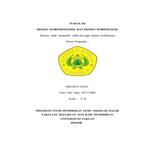 PROSES MORFOFONEMIK DAN PROSES MORFOLOGIK | DOCX