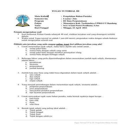 Tugas tutorial iii | DOCX