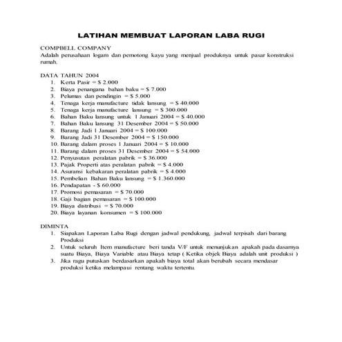 LATIHAN MEMBUAT LAPORAN LABA RUGI | DOCX