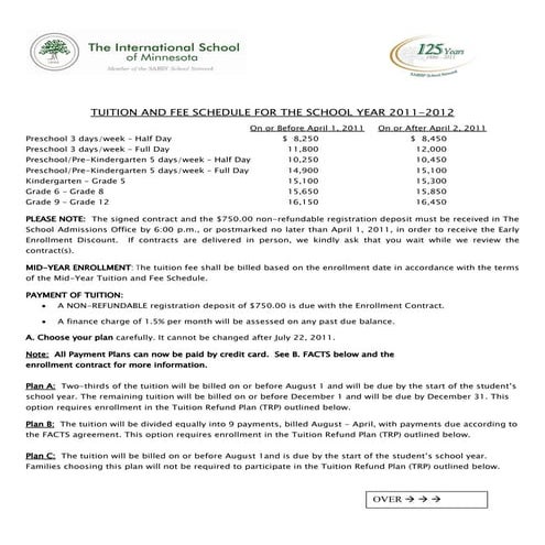 Tuition and fee schedule 2011 2012 | PDF