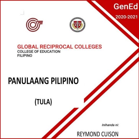 PANULAANG PILIPINO TULA AAT URI ANO TULA | PPTX