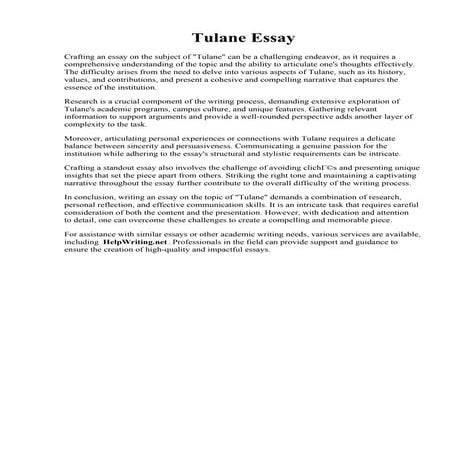 Tulane Essay. Astounding Why Tulane Essay Thatsnotus | PDF