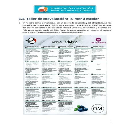 Tu menu escolar | PDF