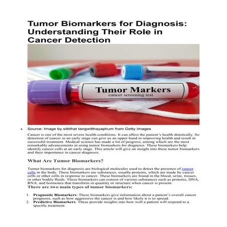 Tumor Biomarkers for Diagnosis: Role in Cancer Detection | The ...