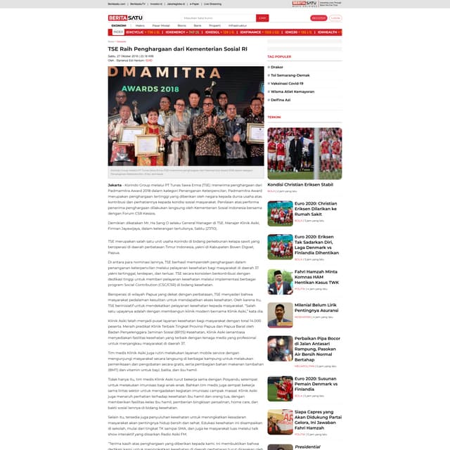 Tunas sawa erma group raih penghargaan dari kementerian sosial ri | PDF