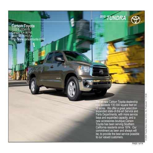 2010 Toyota Tundra - Carson Toyota Los Angeles, CA | PDF | Automotive ...