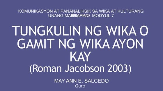 Banghay Aralain sa Filipino: Conative, informative, at labeling na ...