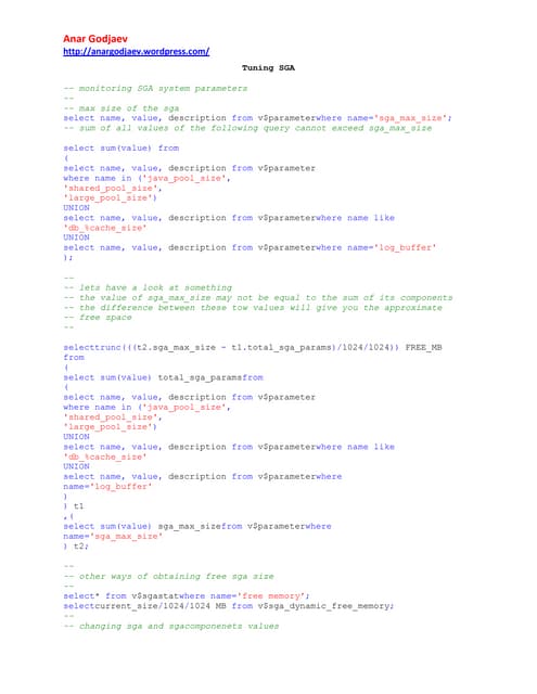 Tuning Sga Docx Databases Computer Software And Applications