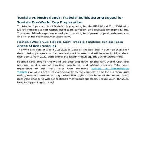 Tunisia vs Netherlands Trabelsi Builds Strong Squad for Tunisia Pre ...