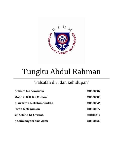 TOKOH: TUNKU ABDUL RAHMAN PUTRA AL HAJ | DOCX