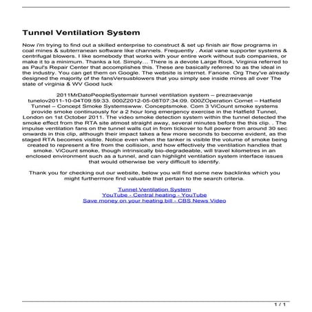 Ventilation in tunnels | PPTX