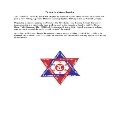 TU now for distance learning. | DOCX