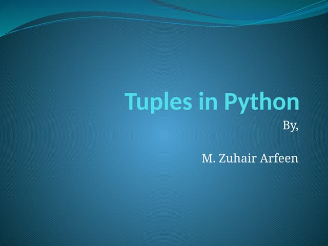 Tuples In Python Object Oriented Programming Pptx