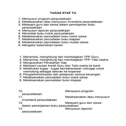 Tupoksi staf tu | PDF