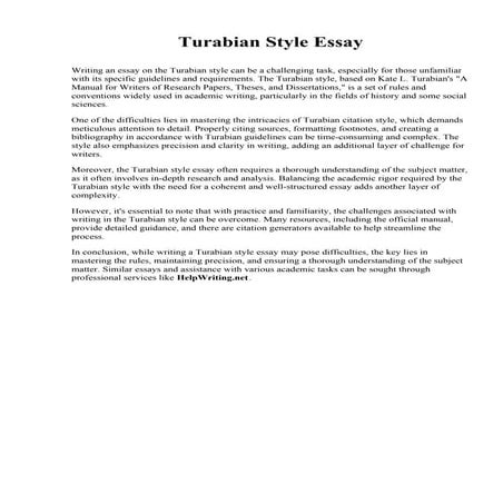 Turabian Style Essay. Southern Utah University | PDF