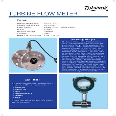 Toshniwal - Turbine flow meters | PDF