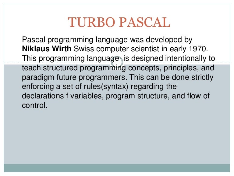 Turbo pascal syntax - mahabel