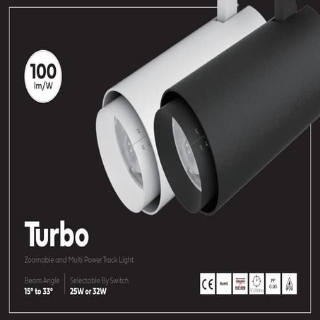 Turbo zoomable track light up to 3000lm with 100lm per wattage | PPT