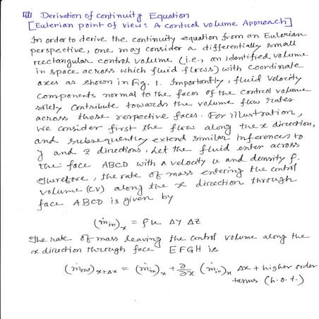 Derivation of Continuity Equation and Reynolds Transport Theorum | PDF