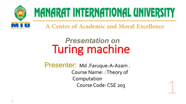 Turing Machine Pptx Programming Languages Computing